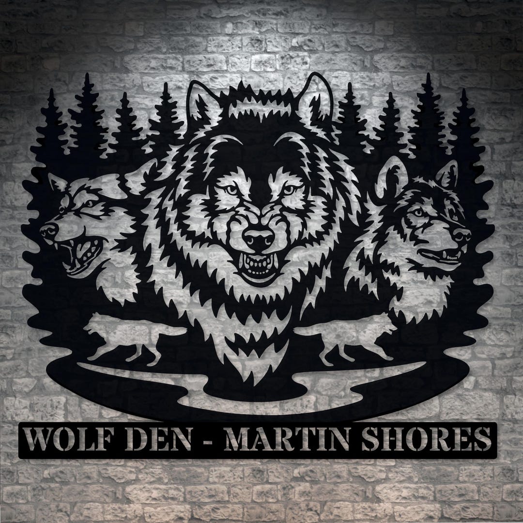 Personalized Wildlife Wolf Family Name Metal Sign. Custom Wolf Wall ...