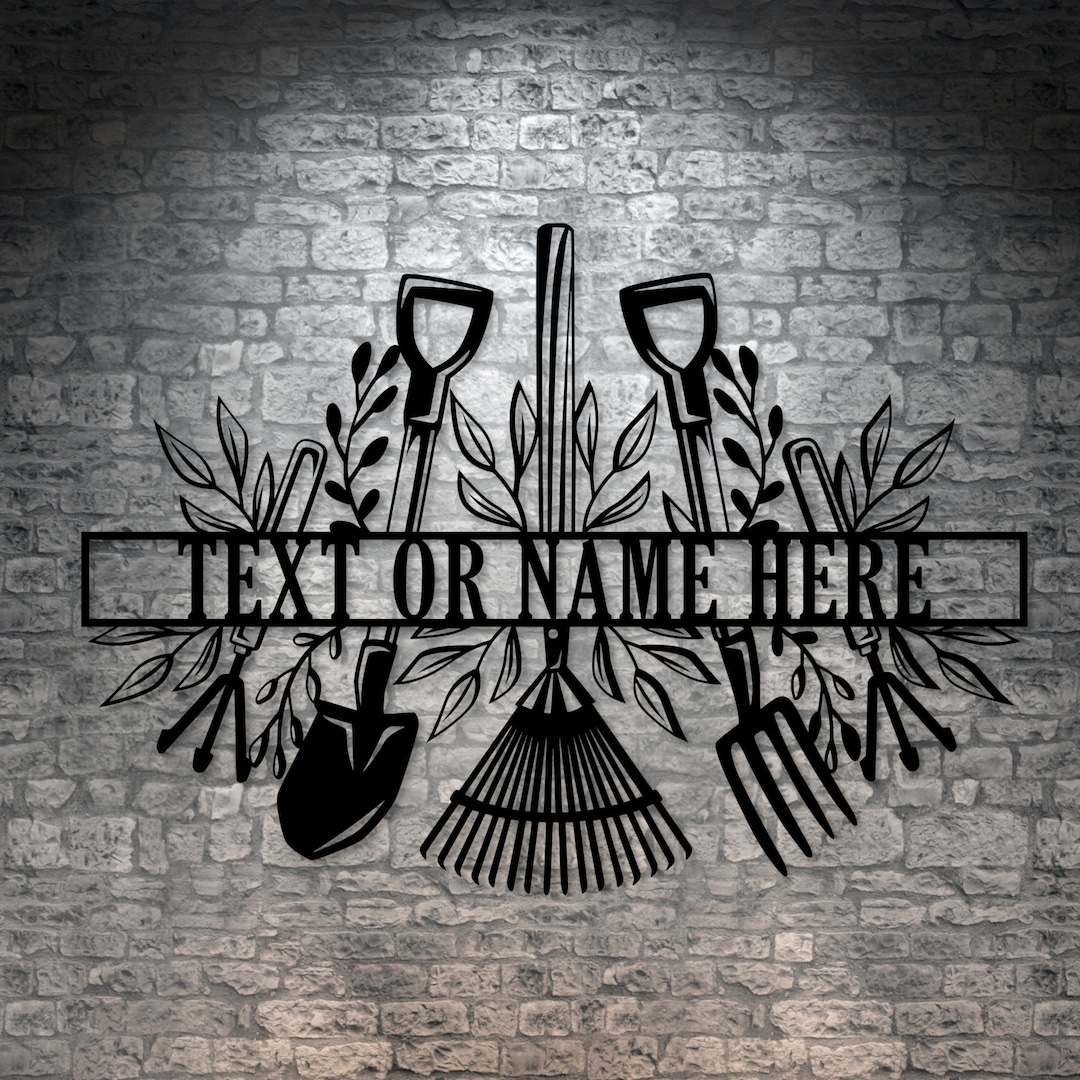 Personalized Garden Tools Name Metal Sign. Custom Greenhouse Wall Decor ...