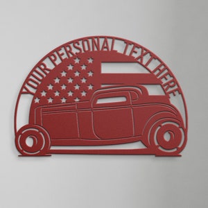 Personalized American Hot Rod Coupé Name Metal Sign. Custom US Garage ...