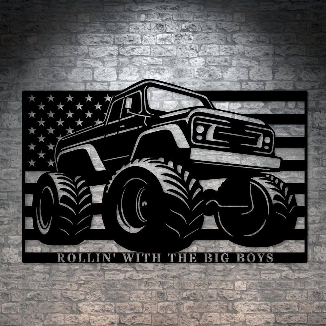 Personalized Monster Truck Name Metal Sign. Custom American Pickup ...