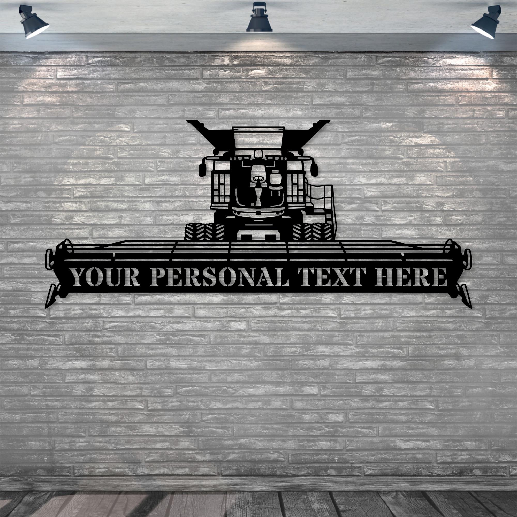 Personalized Combine Harvester Metal Sign. Custom Farmer Wall Decor ...