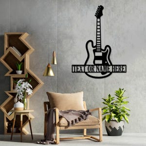 Personalized Guitar Name Metal Sign. Custom Music Room Wall Decor Gift ...