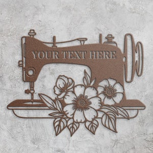 Personalized Floral Sewing Machine. Custom Vintage Tailor Wall Decor ...