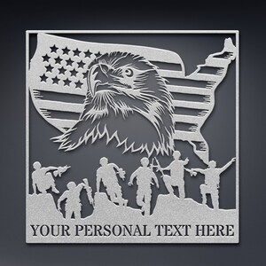 Personalized Military Team Metal Sign Gift. US Veteran Monogram. US ...