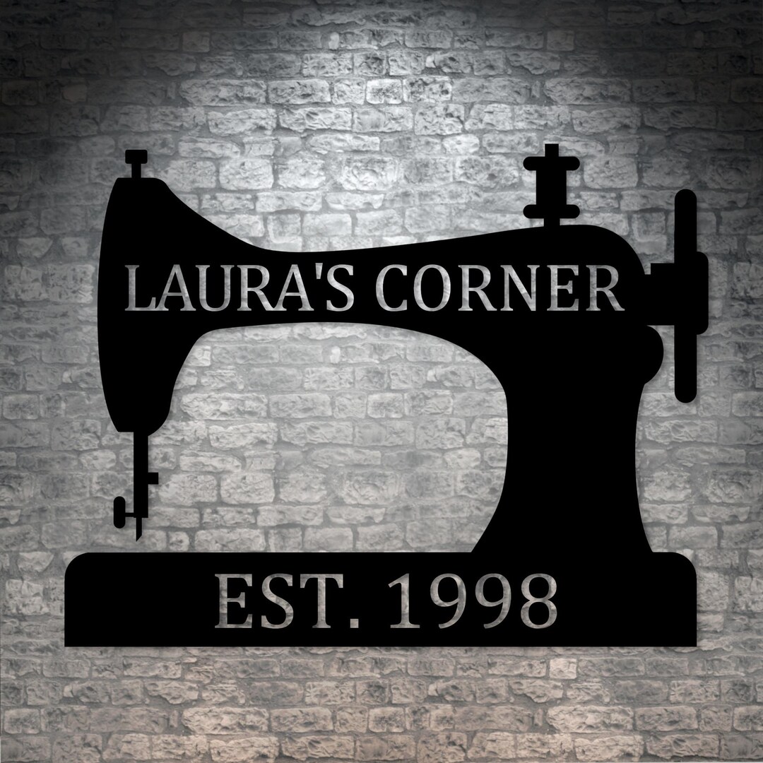 Personalized Name Metal Sign. Retro Sewing Machine Wall Decor. Custom ...