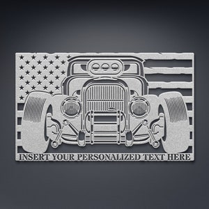 Personalized US Rat Rod Name Metal Sign. Custom Garage Wall Decor Gift ...