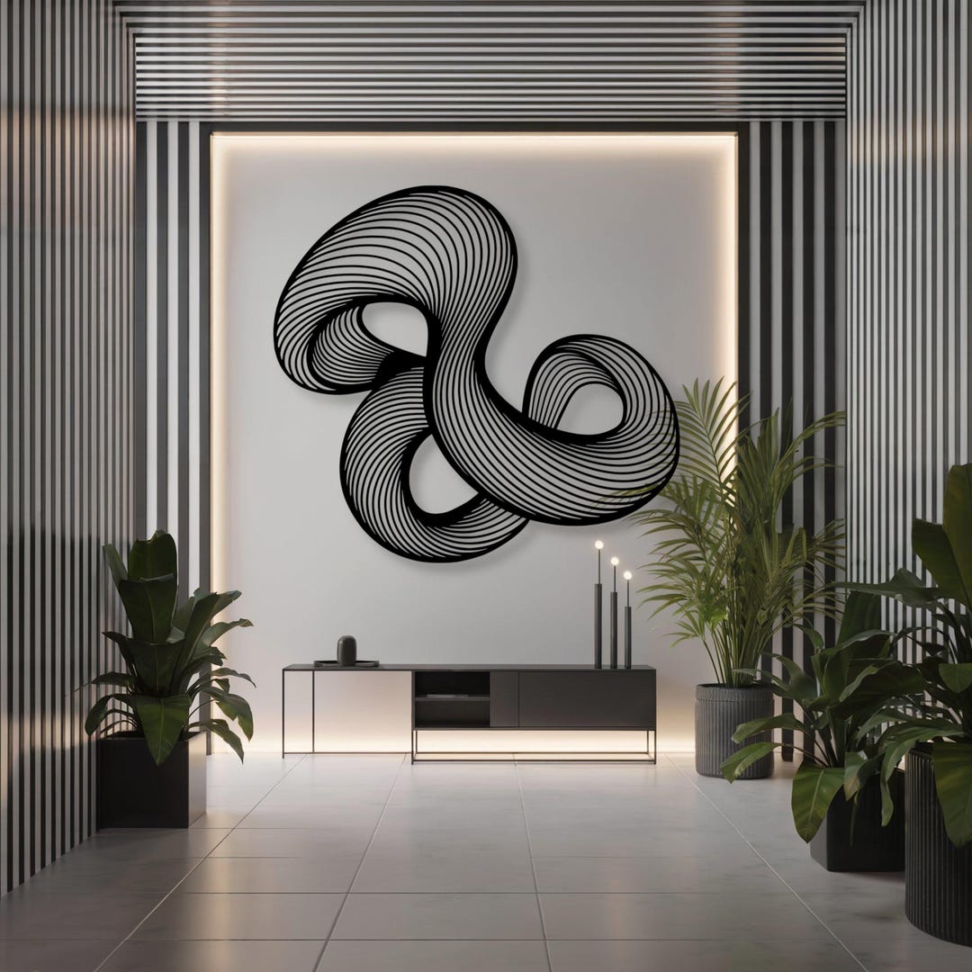 Minimalist Laser-cut Metal Wall Art. Modern Line-art Steel Décor in ...