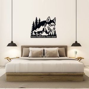 Personalized Husky Sled Dog Portrait Name Metal Sign. Custom Husky Wall ...