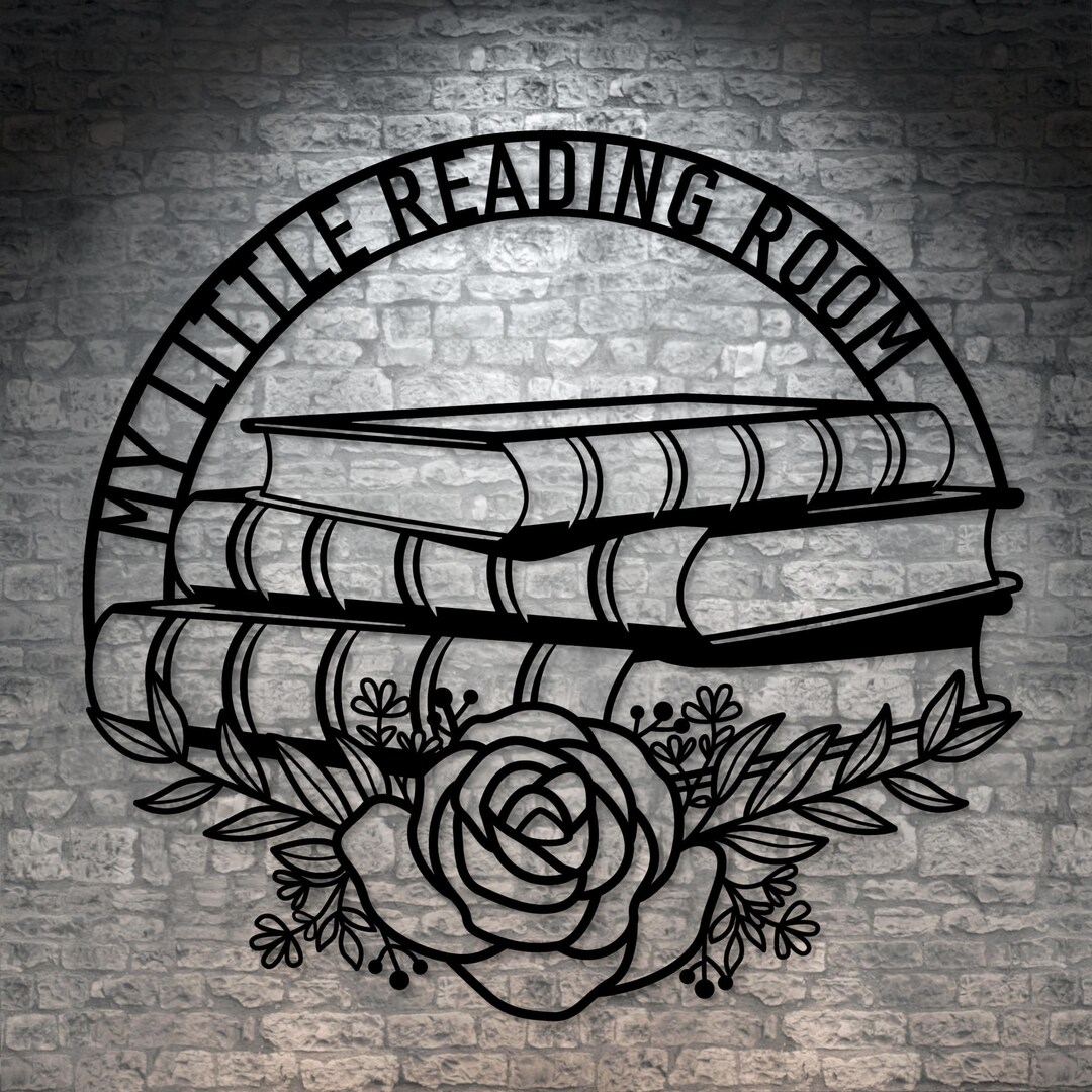 Personalized Bookcase Text Metal Sign. Custom Reading Room Wall Decor ...