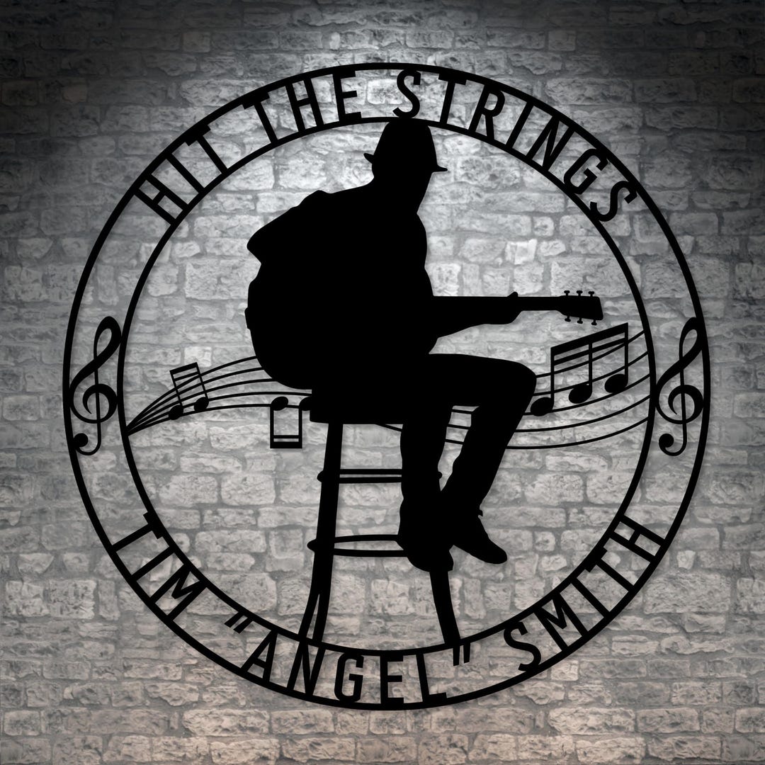 Personalized Guitarist Player Metal Sign. Acoustic Guitar Name Gift ...