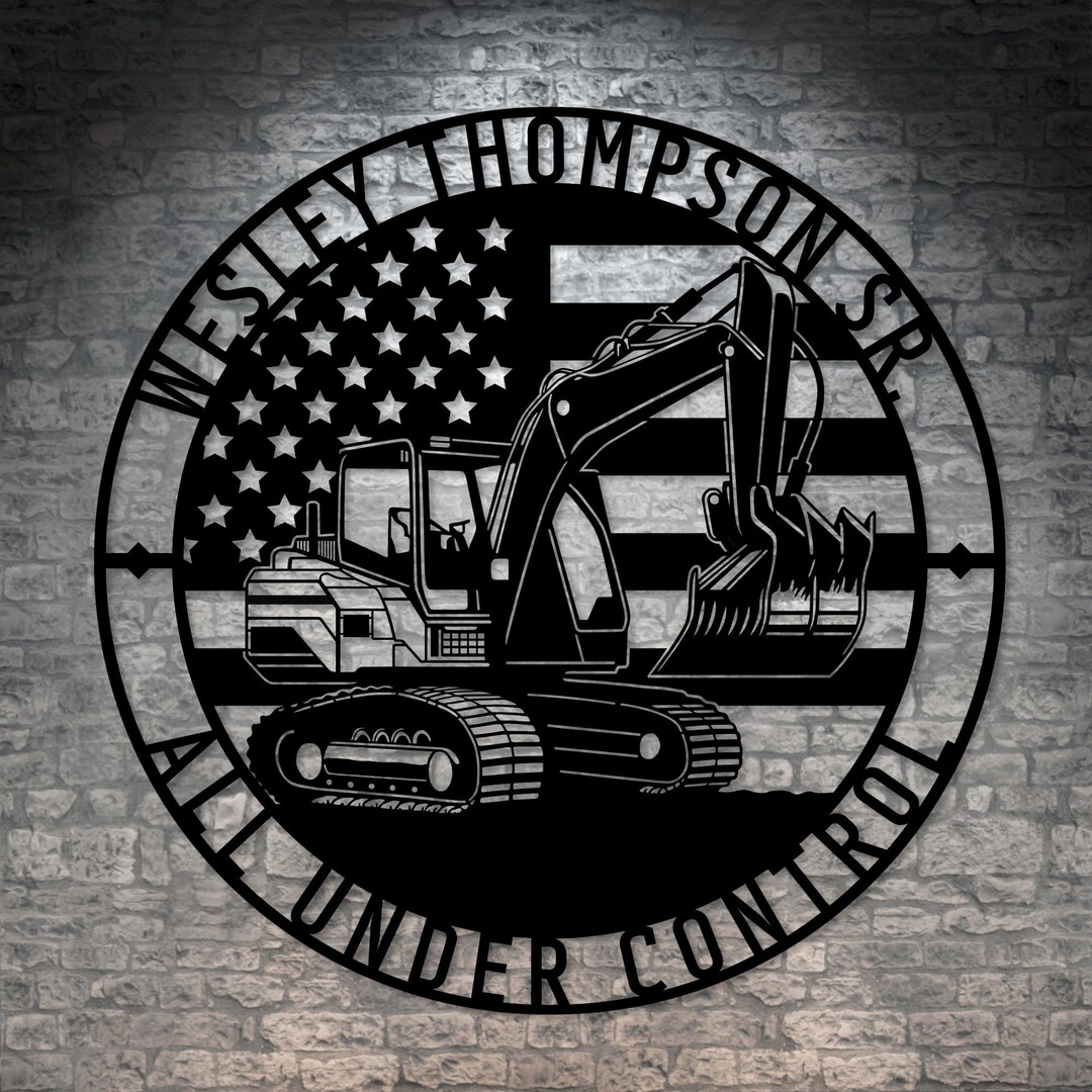 Personalized Excavator Name Metal Sign. Custom Digger Wall Hanging Gift ...