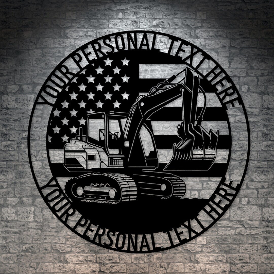 Personalized Excavator Name Metal Sign. Custom Digger Wall Hanging Gift ...