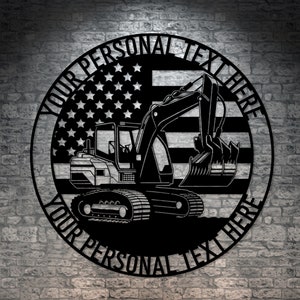 Personalized Excavator Name Metal Sign. Custom Digger Wall Hanging Gift ...