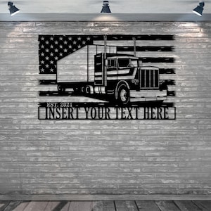 Personalized US Trailertruck Name Metal Sign. Customizable 18-wheeler ...
