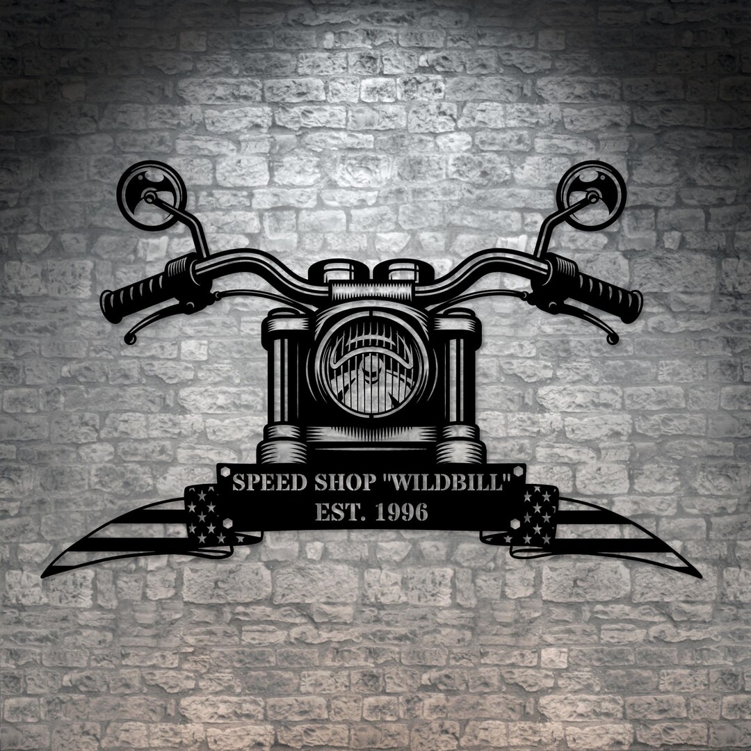 Personalized American Biker Name Metal Sign. Custom US Motorcycle Wall ...