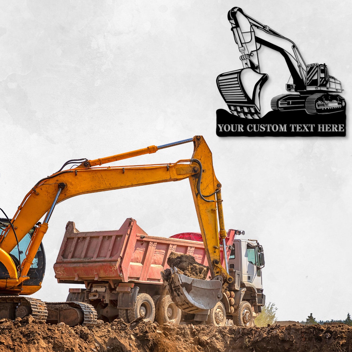 Personalized Excavator Digging Metal Sign With Custom Text - Etsy