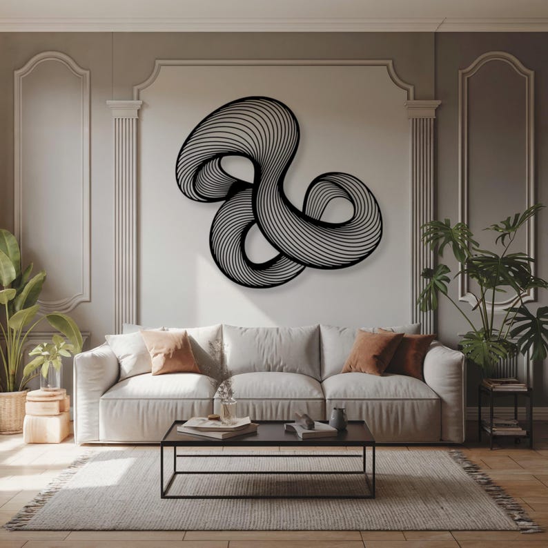 Minimalist Laser-cut Metal Wall Art. Modern Line-art Steel Décor in ...