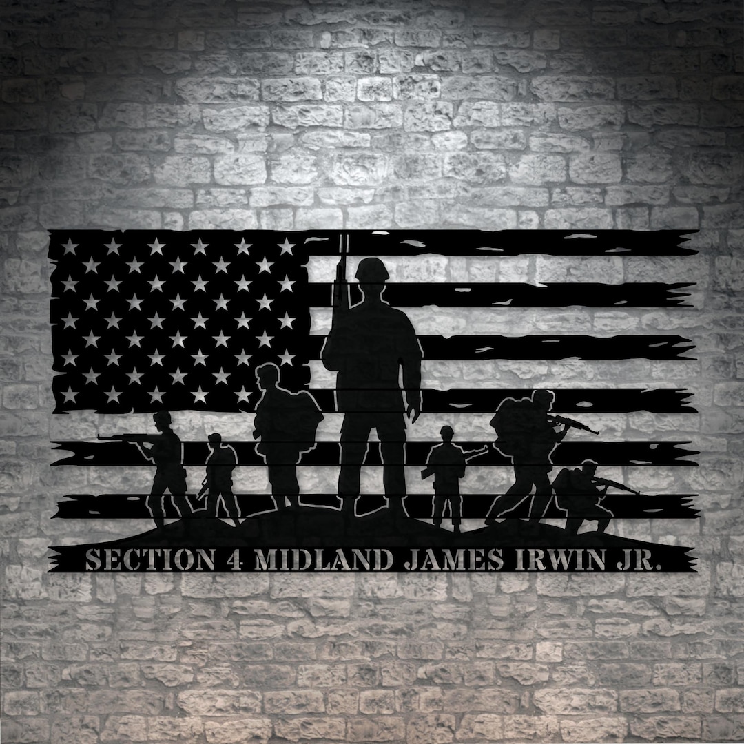 Personalized US Military Flag Metal Sign Gift. Custom American Military ...