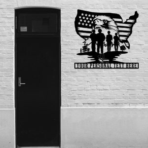 Personalized Patriotic US Military Metal Sign. Military Eagle Metal ...