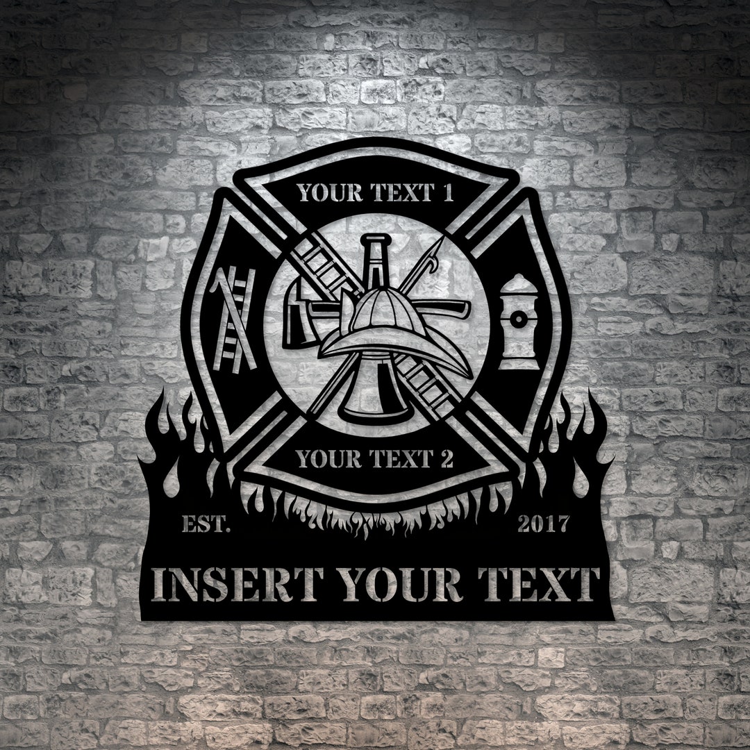 Firefighter Personalized Metal Sign Gift. Custom Fire Department ...