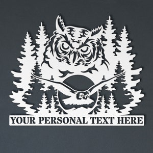 Personalized Owl Name Metal Sign Gift. Custom Owl Nature Wall Art Decor ...