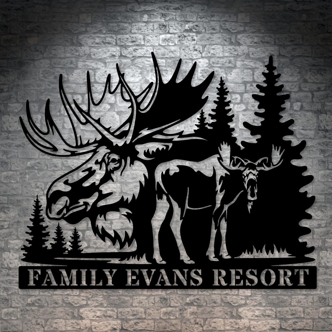 Personalized Moose Forest Name Metal Sign. Custom Wild Animal Wall ...