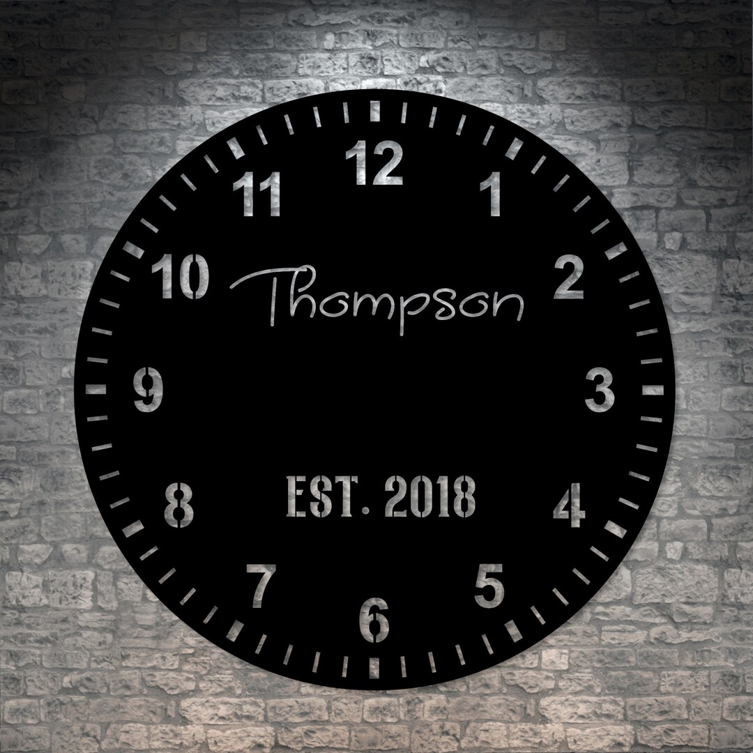 Personalized Clock Numbers Wall Metal Sign. Custom Family Name Est ...