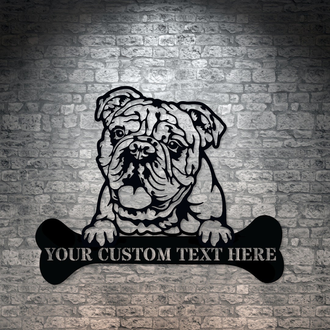 Personalized English Bulldog Name Metal Sign Gift. Customizable Dog ...