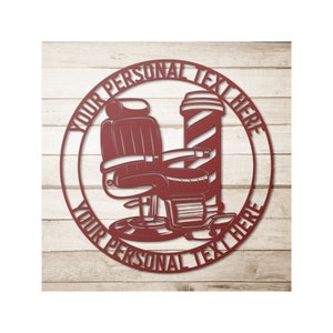 Personalized Vintage Barber Chair Metal Sign. Custom Barber Wall Decor ...