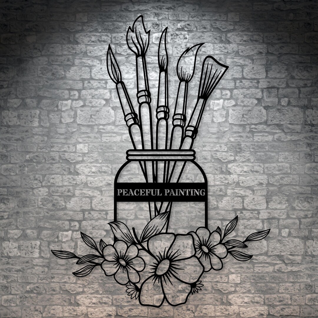 Personalized Artist Metal Sign. Custom Painter Brush Wall Decor Gift ...