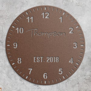 Personalized Clock Numbers Wall Metal Sign. Custom Family Name Est ...