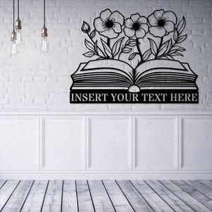 Personalized Home Library Name Metal Art Sign. Custom Book Lover Wall ...
