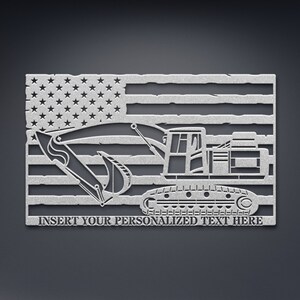 Personalized American Excavator Metal Sign. Custom US Loader Wall Decor ...