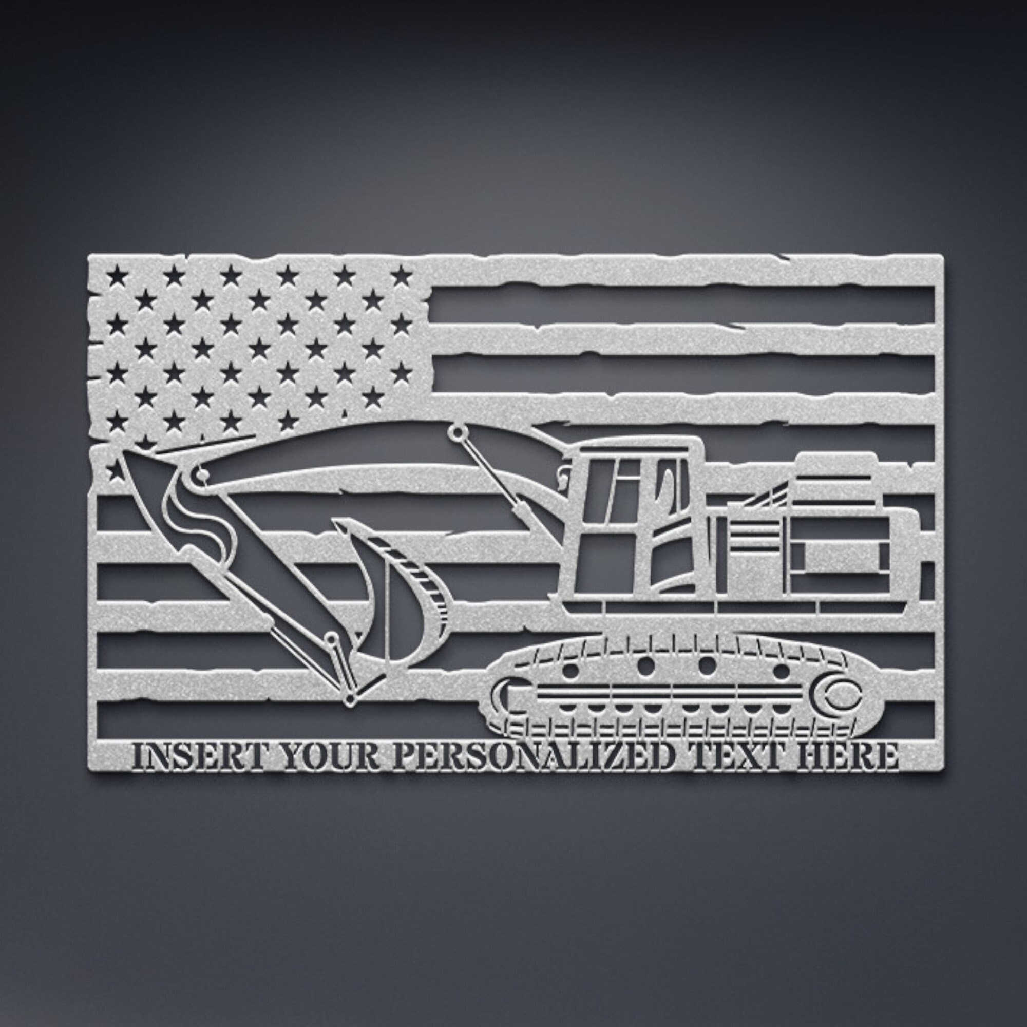 Personalized American Excavator Metal Sign. Custom US Loader Wall Decor ...