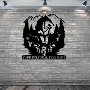 Personalized Wolf Pack Name Metal Sign Gift. Custom Wildlife Wall Decor ...