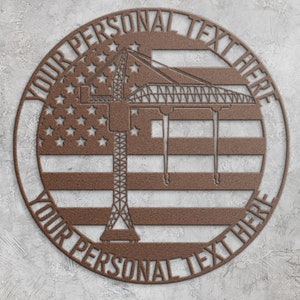 Personalized US Tower Crane Name Metal Sign. Custom Crane Operator Wall ...