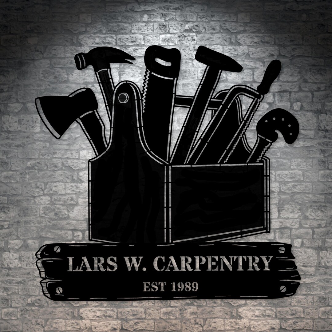 Personalized Carpenter Toolbox Name Metal Sign Gift. Custom Craftsman ...