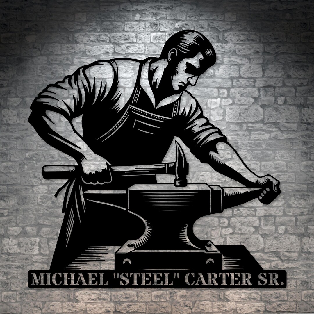 Personalized Blacksmith Worker Name Metal Sign. Custom Metalworker Wall ...