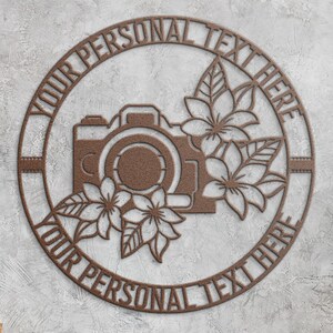 Personalized Vintage Camera Name Metal Sign. Custom Floral Wall Decor ...