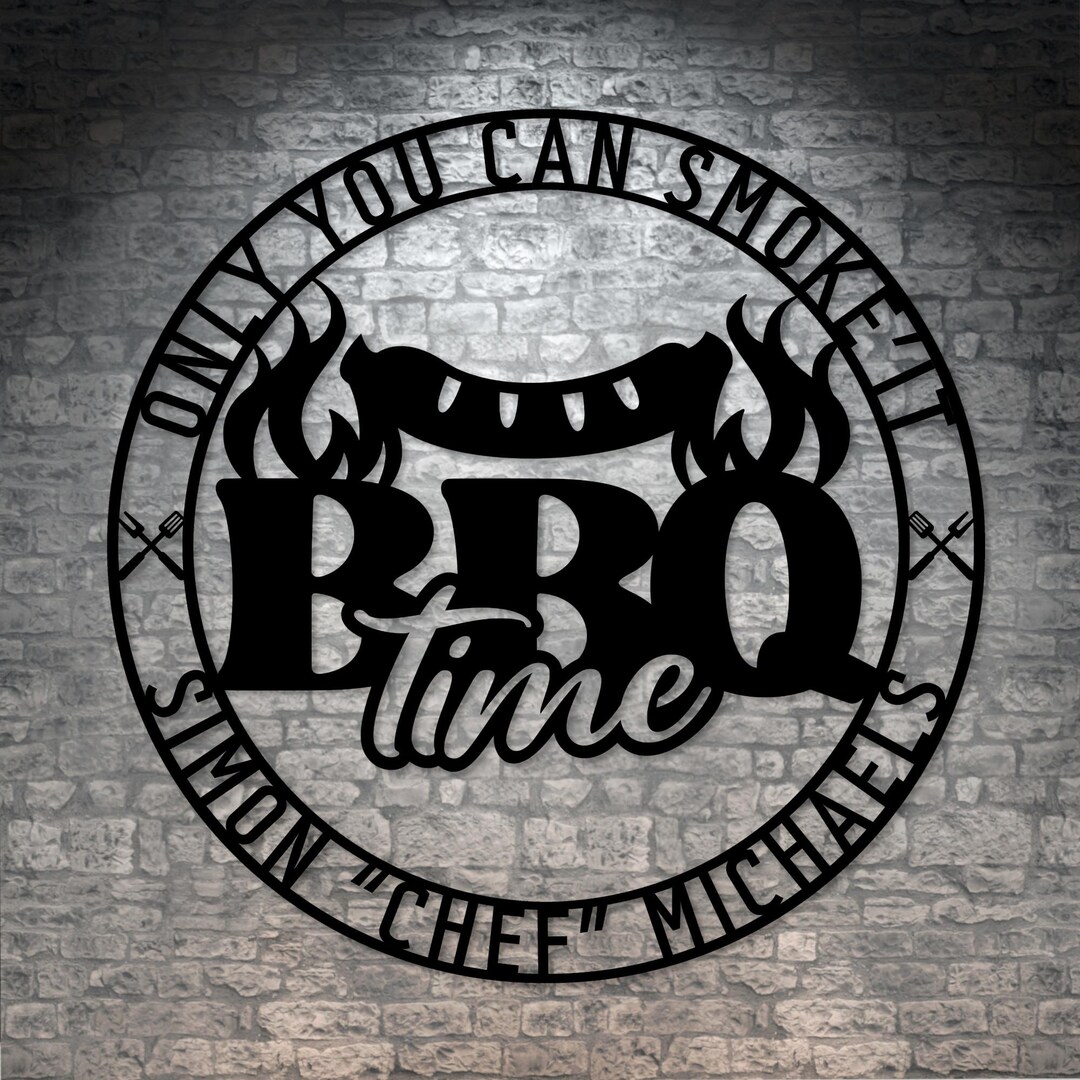 Personalized BBQ Time Metal Sign. Custom Grilling Wall Decor Gift ...