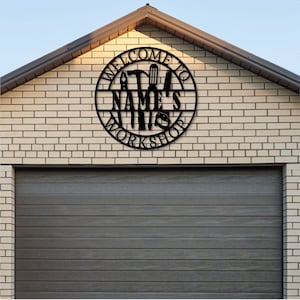 Personalized Workshop Name Metal Sign. Custom Garage Wall Decor Gift ...