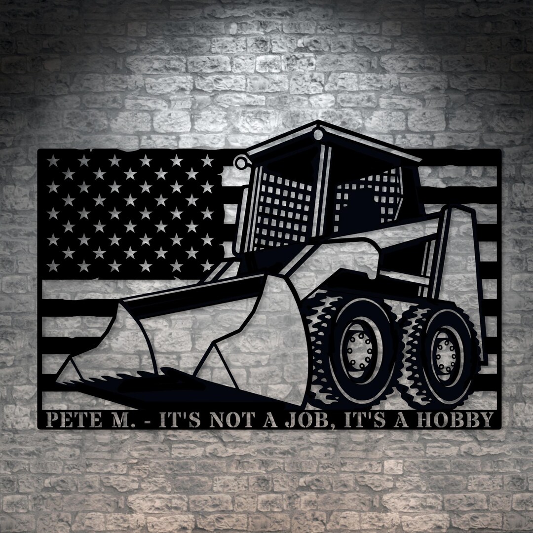 Personalized US Skid Steer Name Metal Sign. Custom American Loader Wall ...