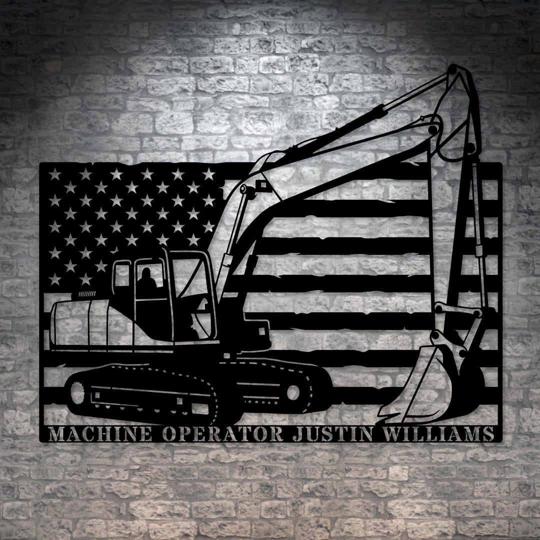 Personalized US Excavator Name Metal Sign. Custom Digger Wall Decor ...