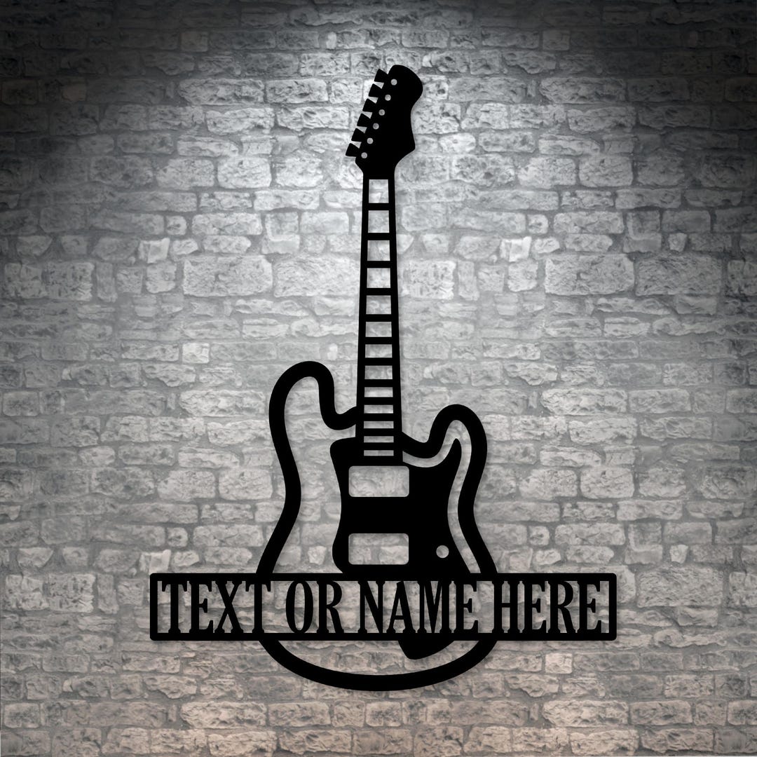 Personalized Guitar Name Metal Sign. Custom Music Room Wall Decor Gift ...