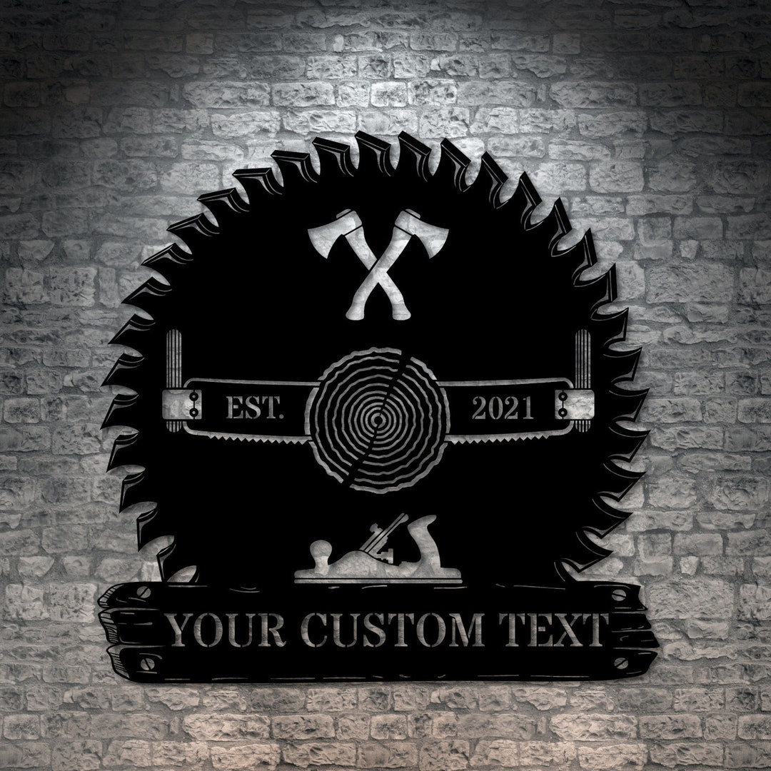 Personalized Carpenter Saw and Axe Metal Sign Gift. Lumberjack - Etsy