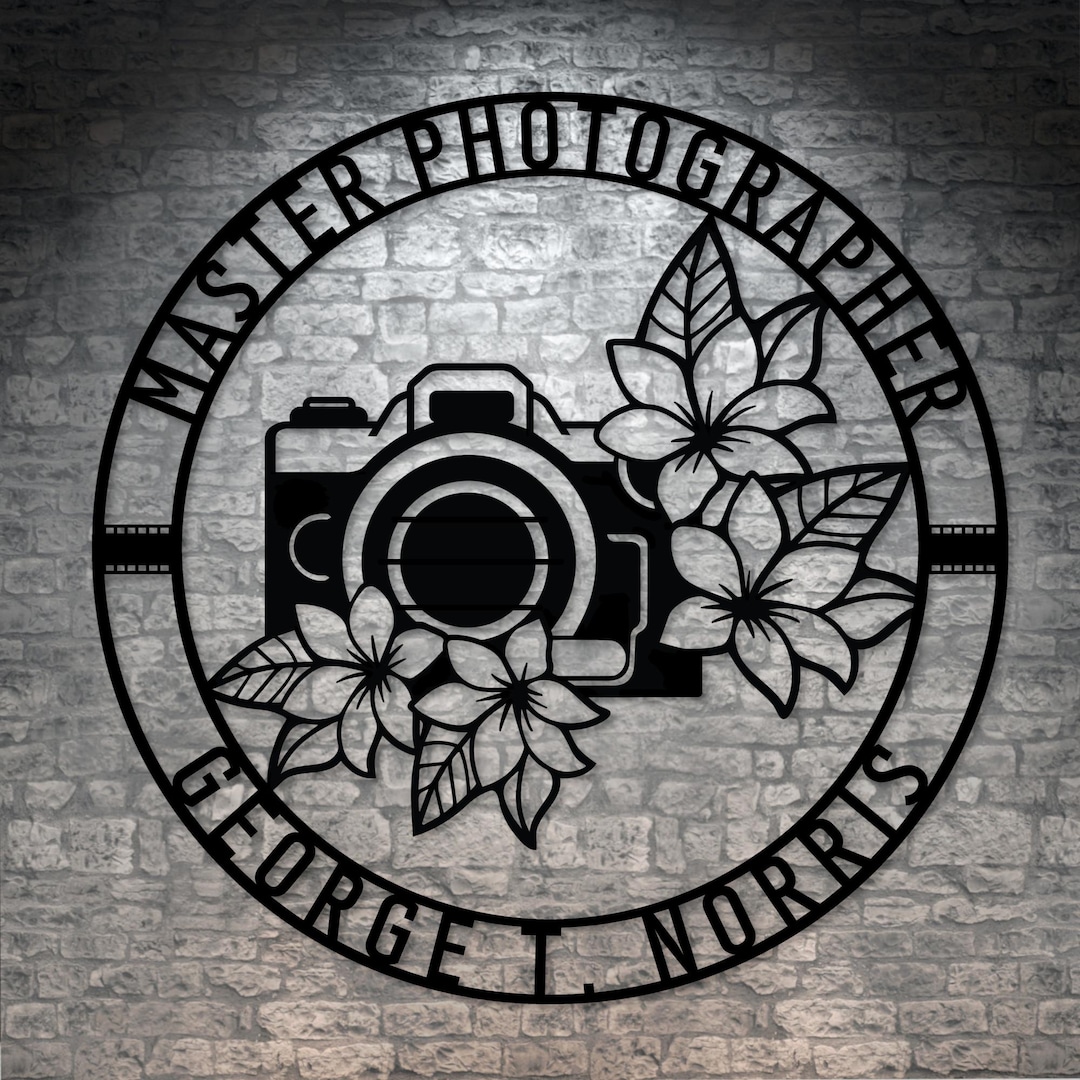 Personalized Vintage Camera Name Metal Sign. Custom Floral Wall Decor ...