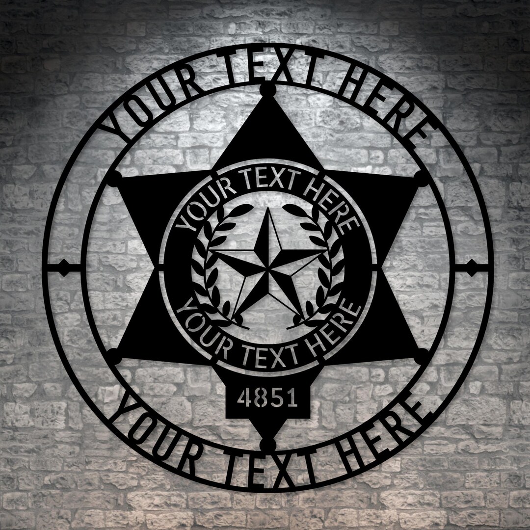 Personalized 6-point Police Star Badge Metal Sign. Custom Police ...