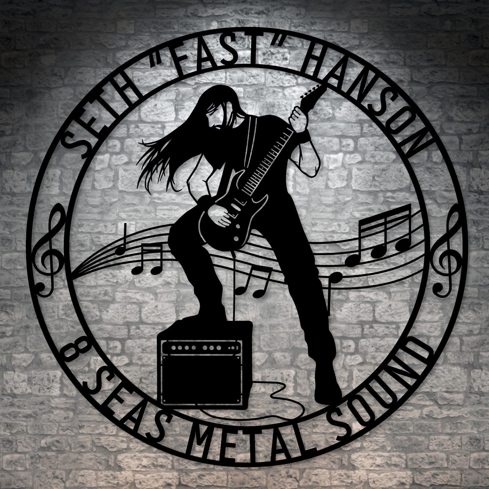 Personalized Rock Guitar Player Name Metal Sign. Custom Guitarist Wall ...