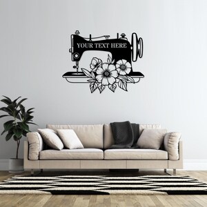 Personalized Floral Sewing Machine. Custom Vintage Tailor Wall Decor ...
