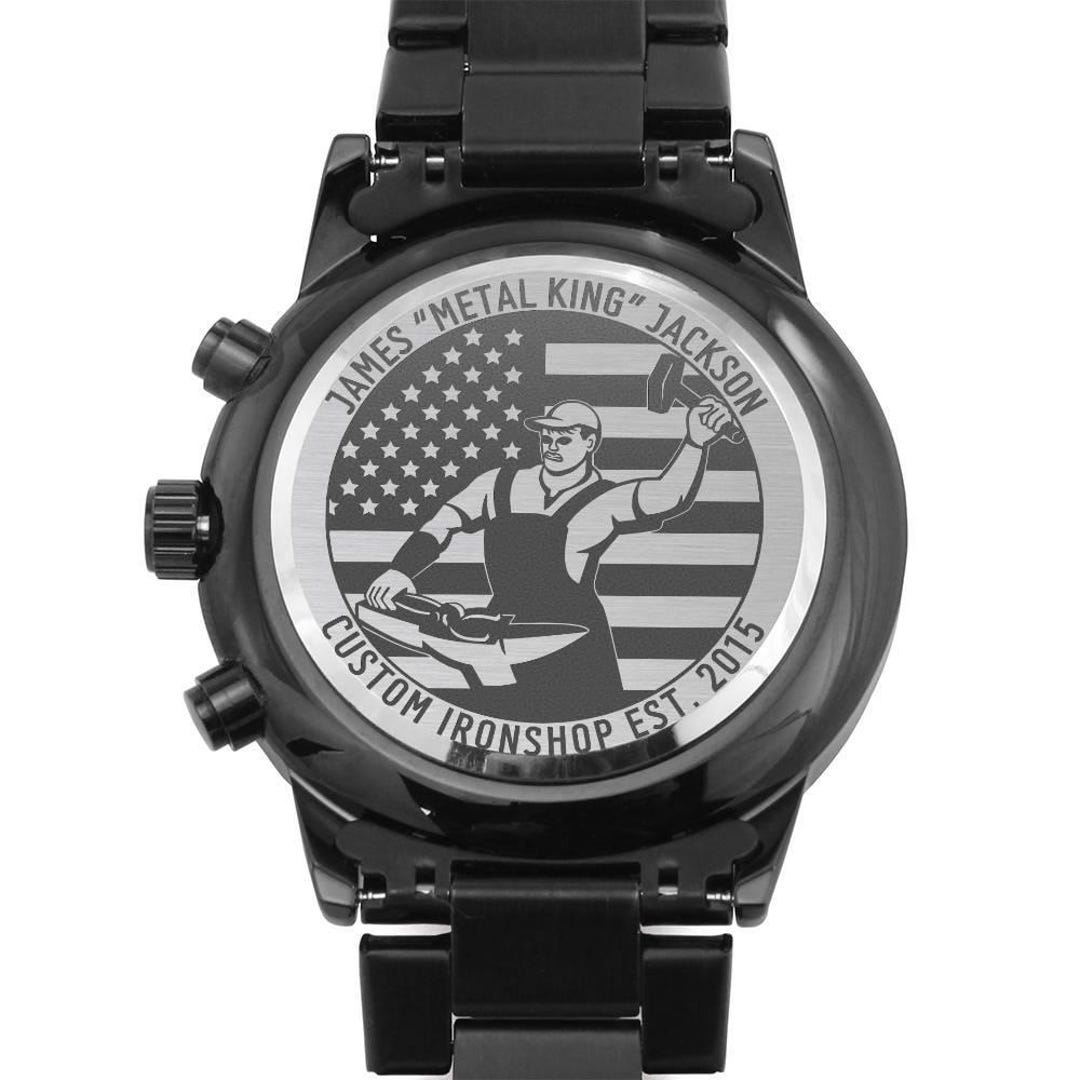 Personalized Laser-engraved American Ironworker Wristwatch. Custom US ...